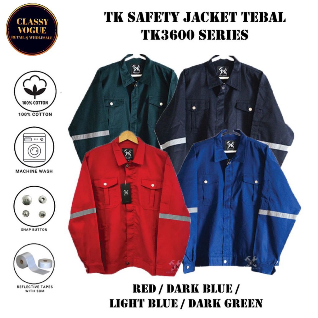 TK 100% COTTON TEBAL MEN'S SAFETY WORKING JACKET TEBAL / WORKING JACKET ...