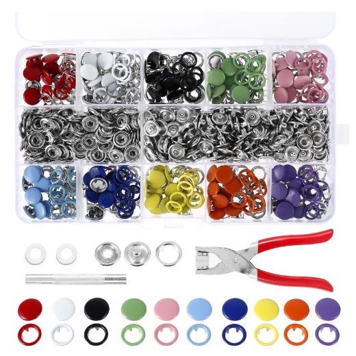 Clothing Sewing and Crafting 100 Sets Snap Fasteners Kit Metal Hollow ...