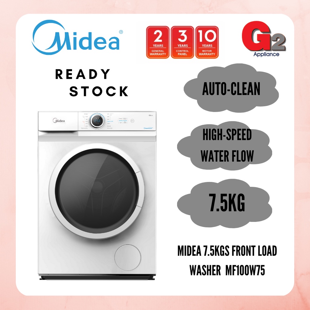 Midea（美的）--前置式洗衣机 (Ready Stock) 7.5Kg Front Load Washer MF100W75-Midea ...