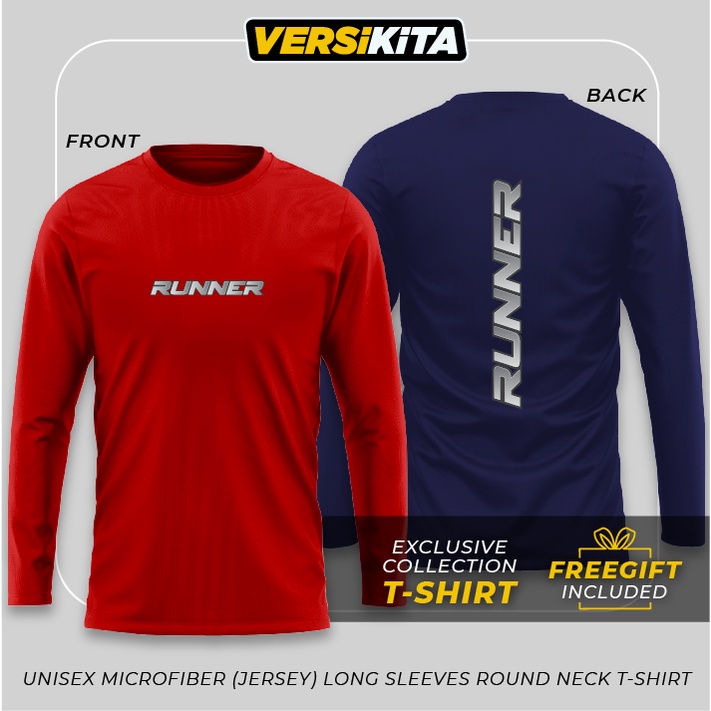 RUNNER ( XS - 5XL ) Microfiber Jersey Roundneck Long Sleeves T-Shirt ...