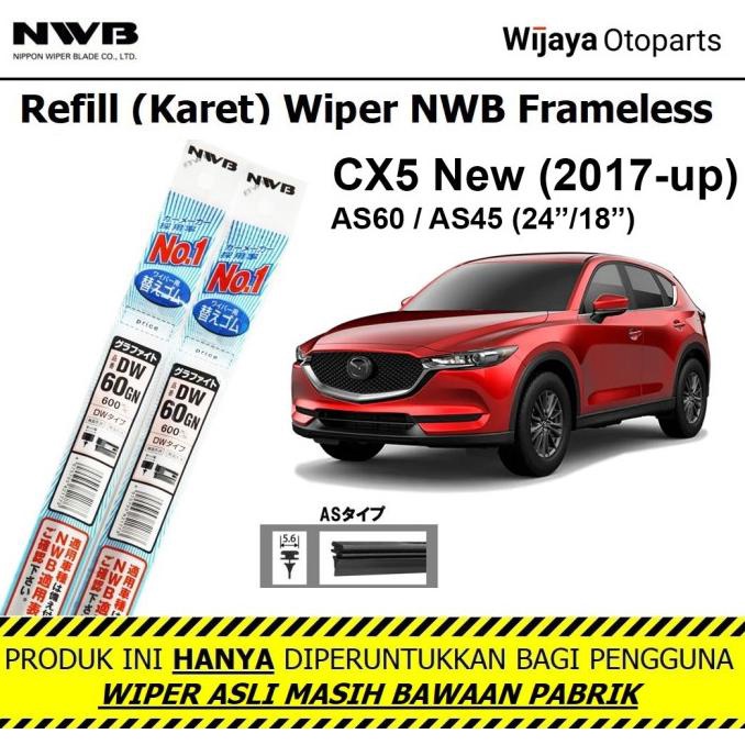 Mazda CX5 / CX 5 2017 Wiper Rubber Refill - up NWB Japan size 24" & 18 ...
