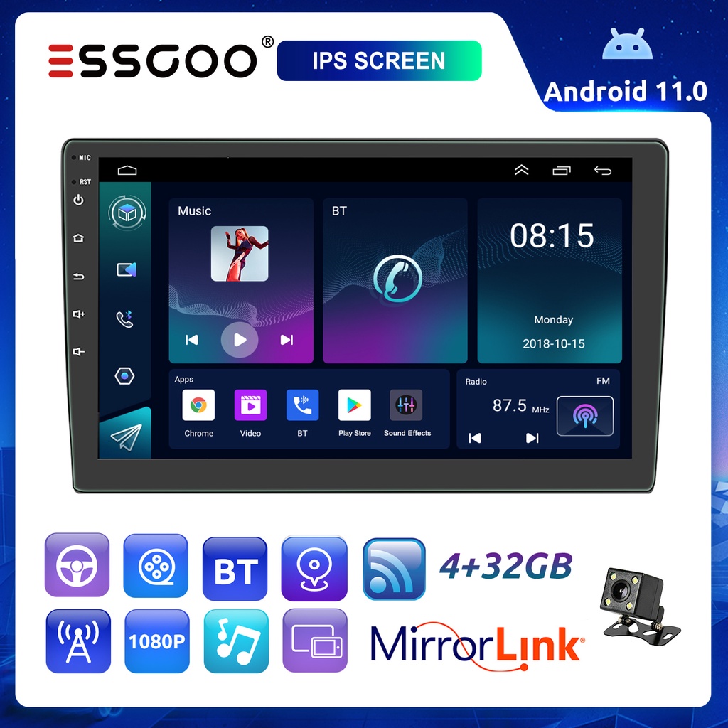 ESSGOO Double 2 Din 4+32GB 9 inch Android Car Player Multimedia MP5 Player Bluetooth WIFI GPS ...