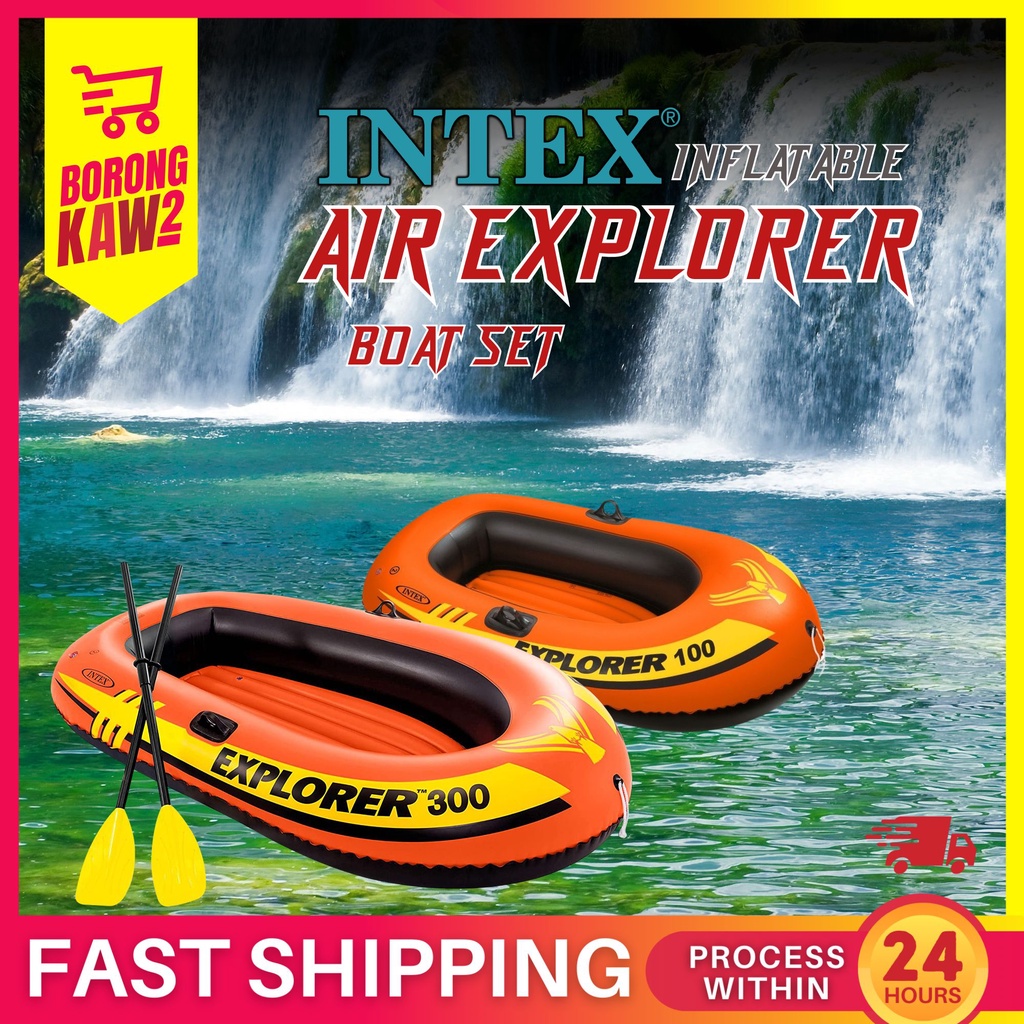 Intex Inflatable Boat Set EXPLORER Fishing Or Kayak Boat With Aluminium ...