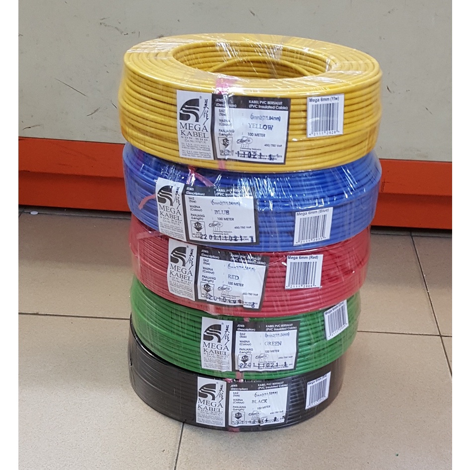 MEGA KABEL 6MM PVC INSULATED CABLE (100% PURE COPPER) | Shopee Malaysia