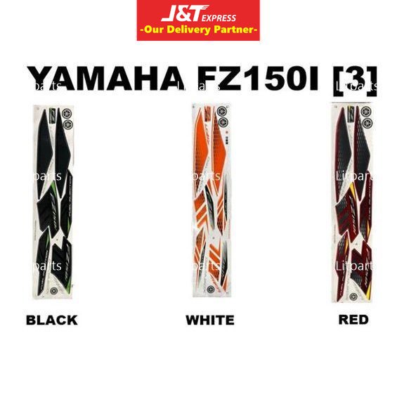 FZ150 V3 (3) Body Sticker Stripe White / Red / Black | Shopee Malaysia
