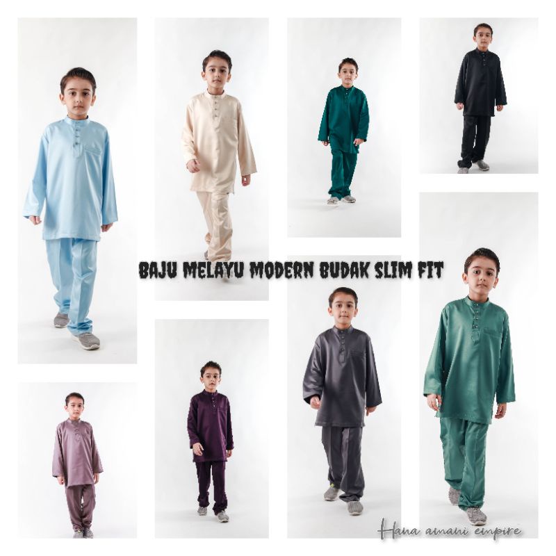 Pazze Baju Melayu Budak Modern Slim Fit Baju Melayu Budak Satin Matte ...