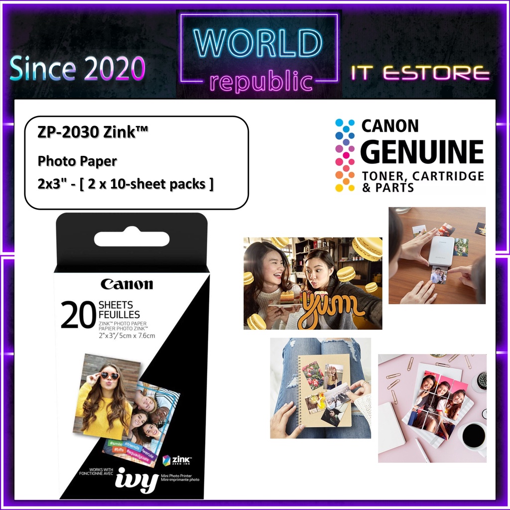 CANON ZP2030 ZP-2030 2030 ZINK PHOTO PAPER 20sheets for Mini Photo ...