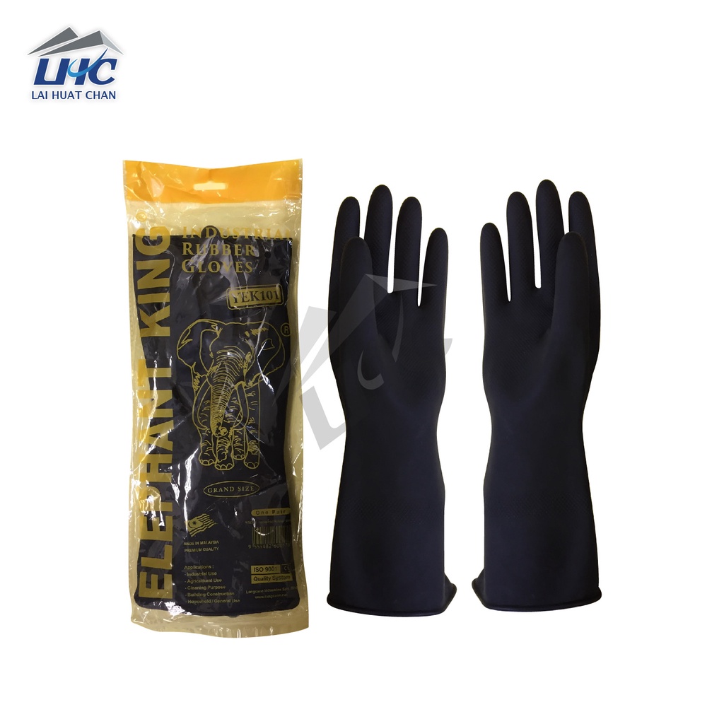 W1300 ELEPHANT KING 13" Black Industrial Rubber Gloves Sarung Tangan ...