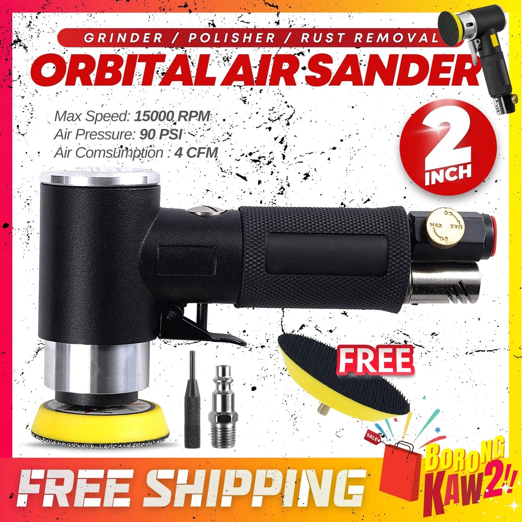 BKK 2 Inch Pneumatic Air Sander Orbital Sander Polisher Grinder Sanding ...