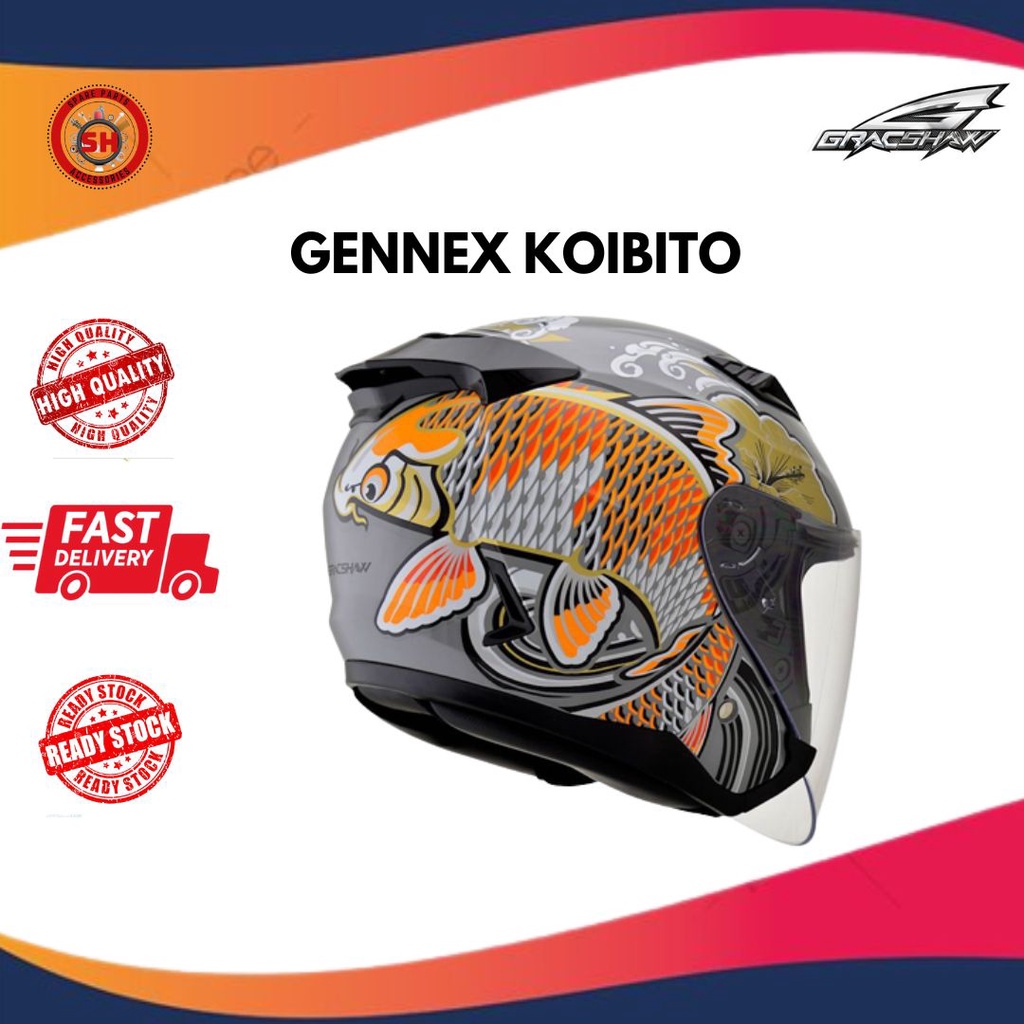 Helmet Gracshaw Gennex G535 Koibito Nano Grey Helmet (READY STOCK ...