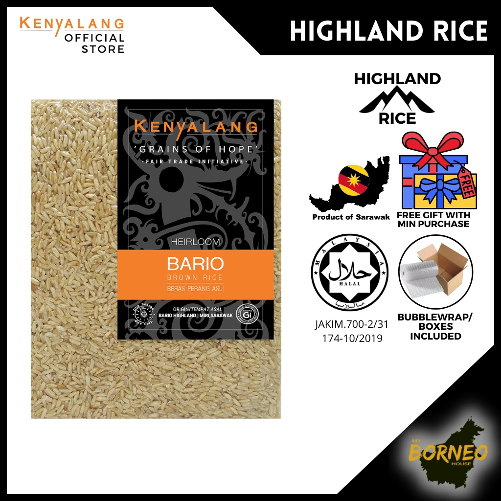 [READY STOCK] 1kg Authentic Brown Bario Rice / Beras Perang Bario ...