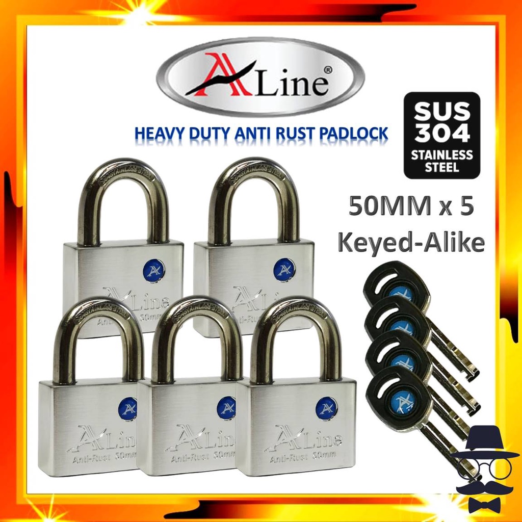 ALINE GENUINE AR50 50mm x 5 KA5 Key Alike Set Heavy Duty SUS 304 ...