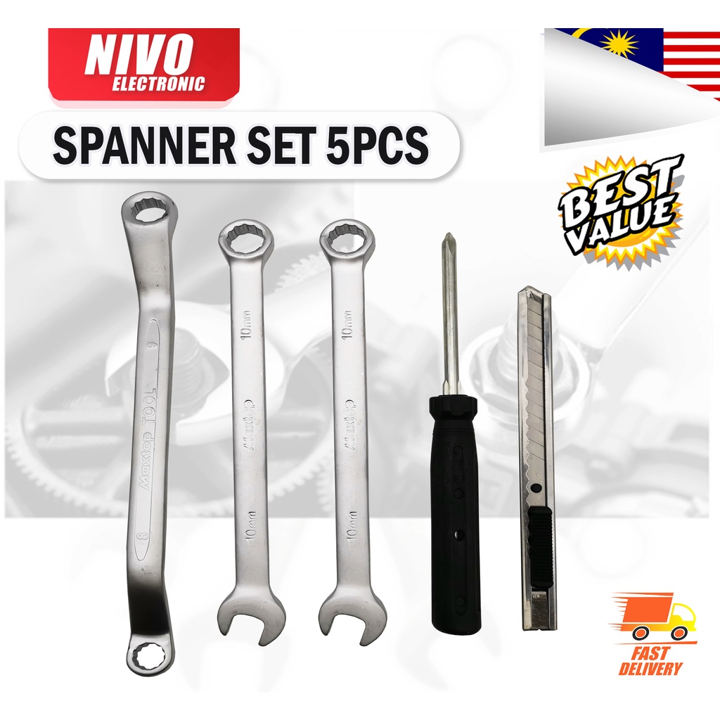 (1set) Ratchet Geared Wrench Combination Spanner Set Car Motor Spanner ...