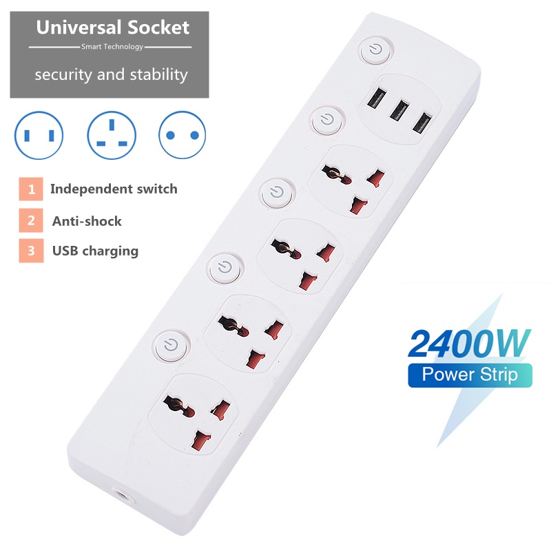 Multifunctional universal power socket 2m 5m with USB home office with ...