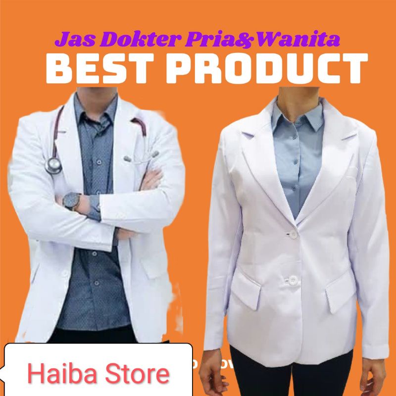 PUTIH Men's Long Sleeve Doctor's Coat - Women's Long Sleeve Doctor's ...