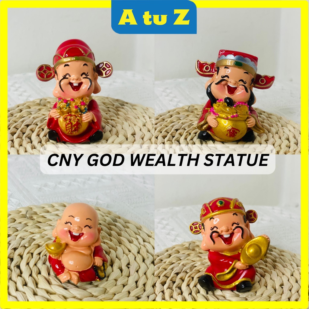 AtuZ CNY Money God Wealth Statue Ceramic Monk Resin Cartoon Figure ...