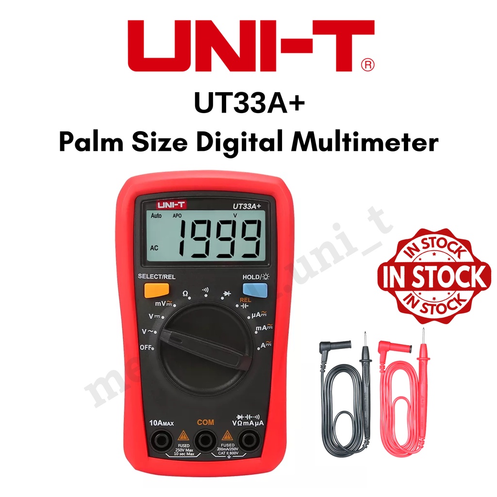 UNI-T UT33A+ LCD Palm Size Digital Multimeter Common Size for Check Capacitor up to 2mF ...