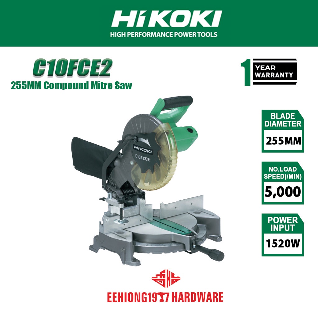 HIKOKI C10FCE2 255mm (10") Compound Miter Saw 10FC / C10FCE 1520W Cut ...