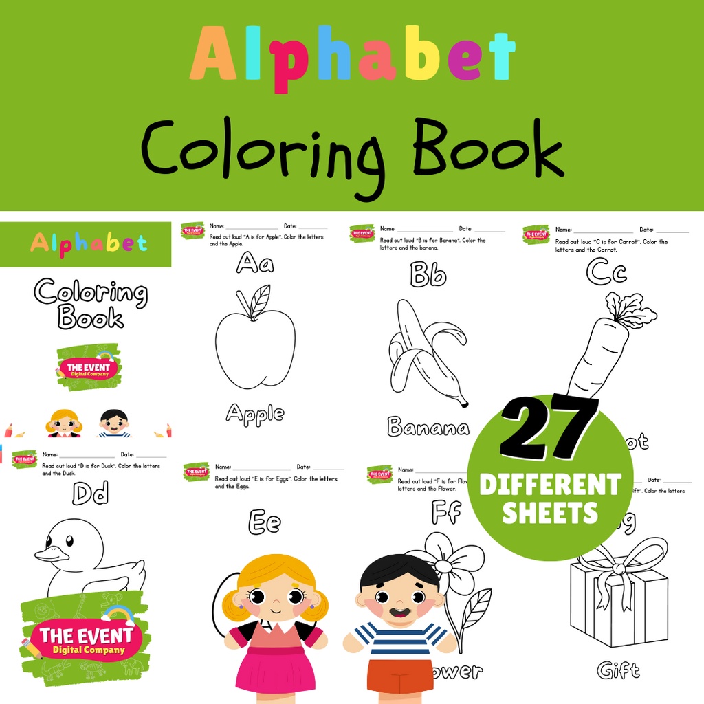 E-BUSY BOOK, ALPHABET HANDOUT- Mewarna ABC, Coloring Book ABC | Shopee ...
