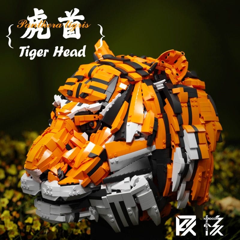 Qi Zhi Le Block Tiger Head 3D Model DIY Creative Expert Animal Building ...