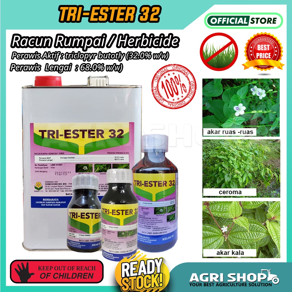 Agrishop Tri-Ester Triclopyr Butotyl 32% Herbicide Tree Killing Class 3 ...