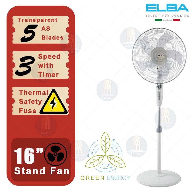 ELBA 16 inch 5 Blades Stand Fan with 3 Speed and Timer | Shopee Malaysia