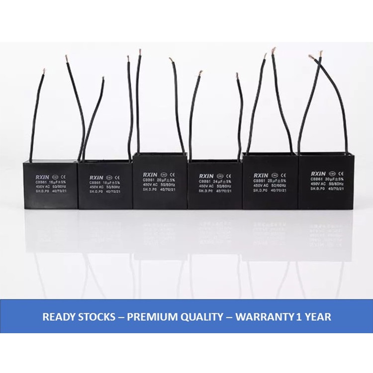 (Ready Stocks) RXIN Fan Capasitor Motor Capacitor Fan CBB61–2 Wires 1uf ...