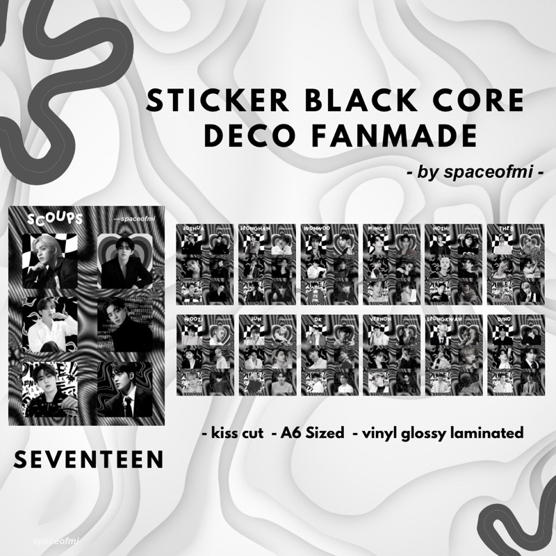 Sticker seventeen photo sticker black core deco fanmade | Sticker ...