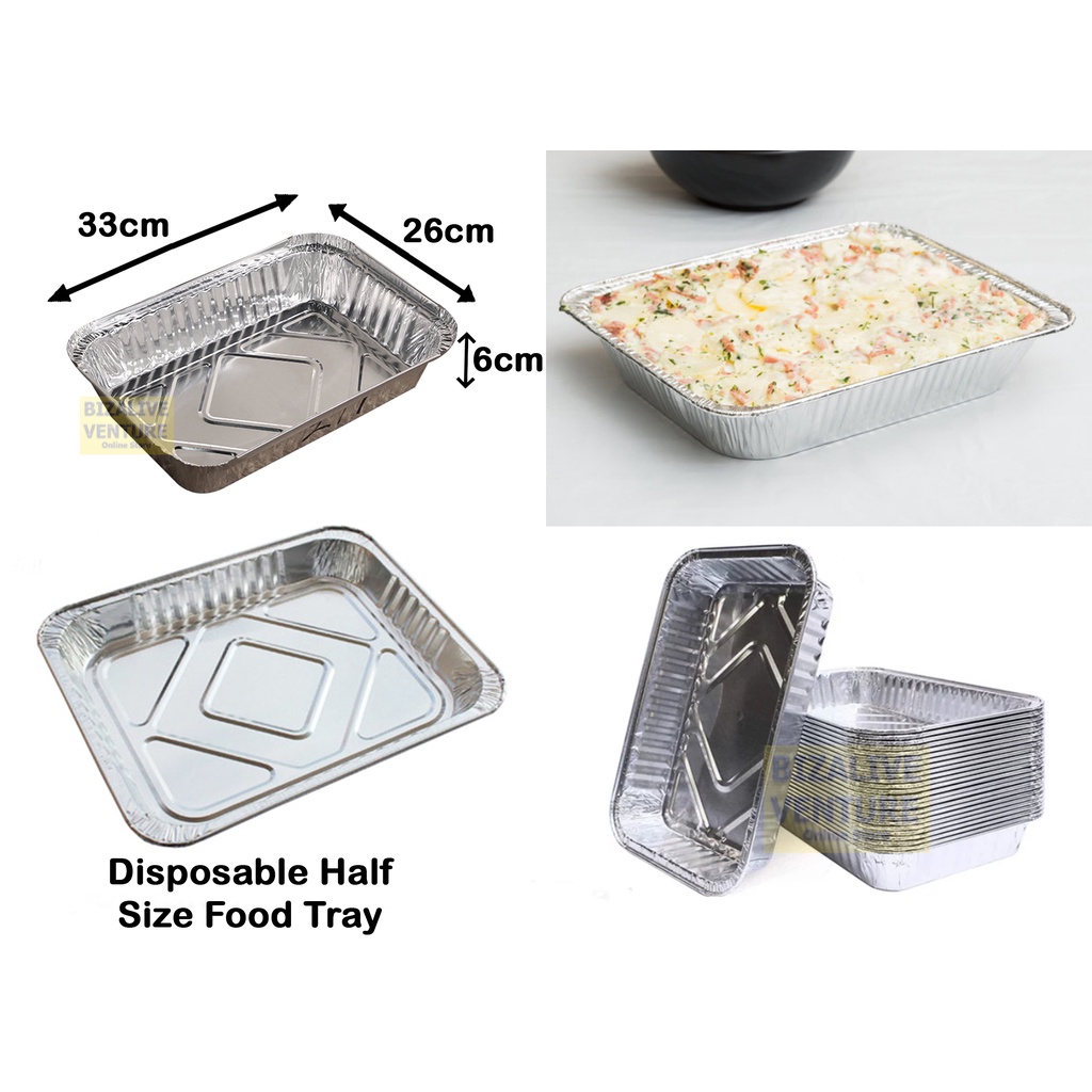 (10pcs) Half Size Disposable Aluminium Foil Tray | Baking Tray | Buffet ...