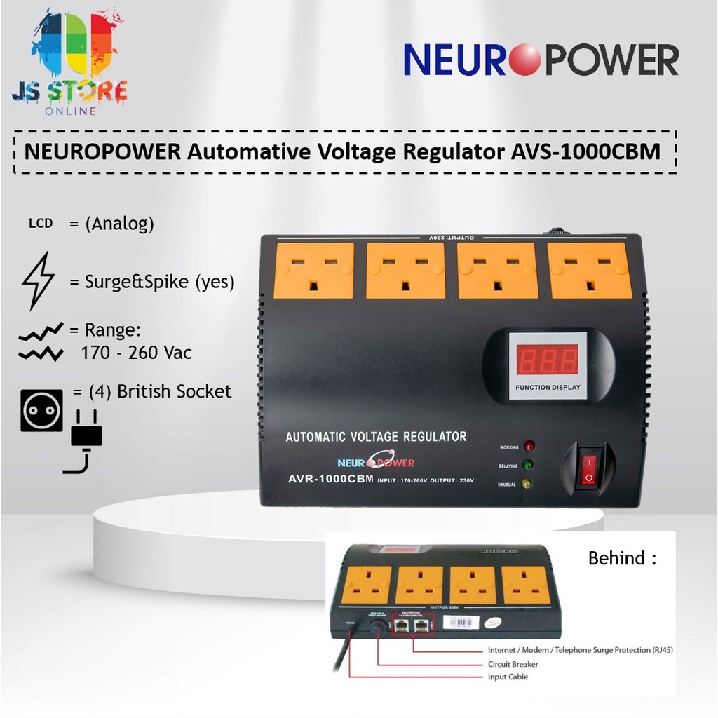 NEUROPOWER AVR 800VA AVS800-CBM, 1000VA AVS1000-CBM AUTOMATIC VOLTAGE ...