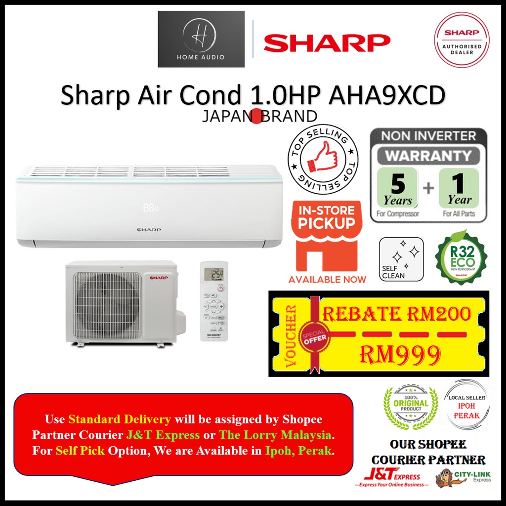 Sharp Air Cond 1.0HP R32 Gas Non-Inverter Air Conditioner- AHA9WCD / AHA9XCD | Shopee Malaysia