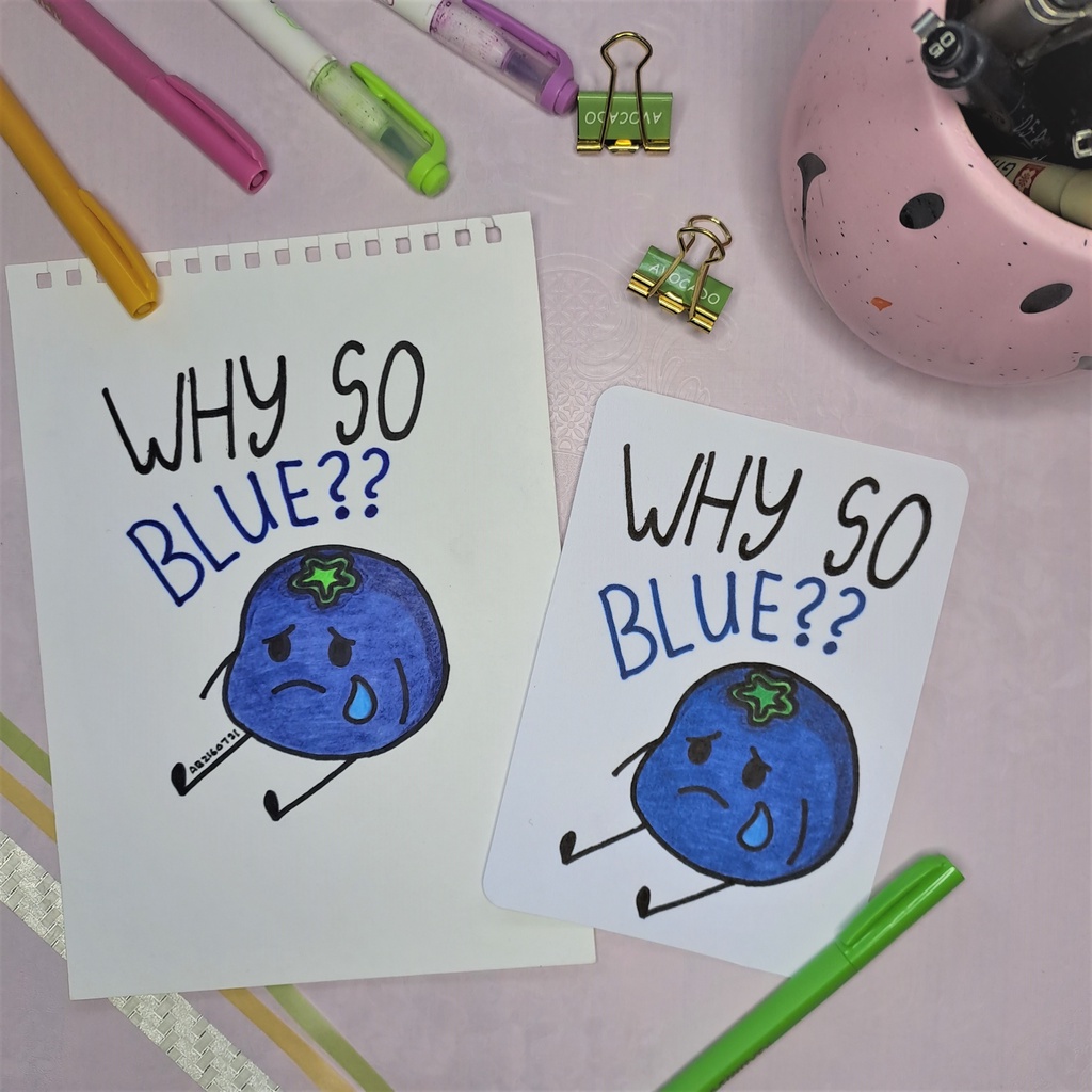[ABJAARTS] CUTE PUNS SERIES A6 POSTCARD (Why so blue?) cute postcards ...