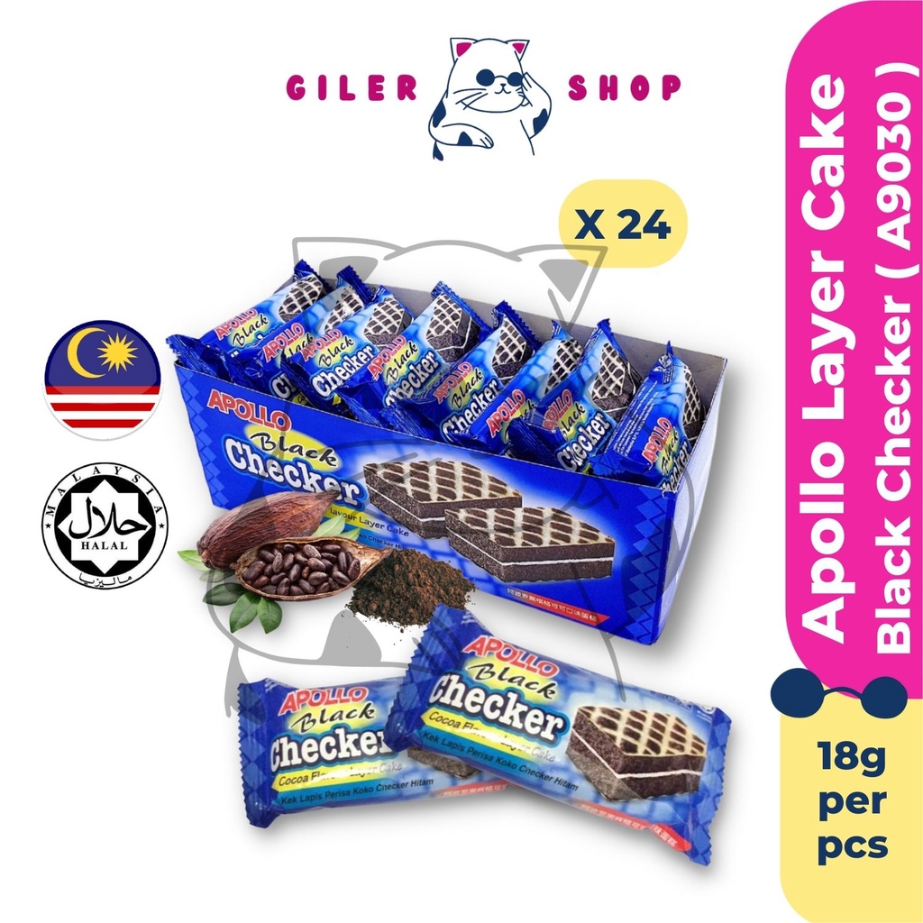 Apollo Layer Cake 24s x 18G [HALAL] Chocolate Checker Black & White ...