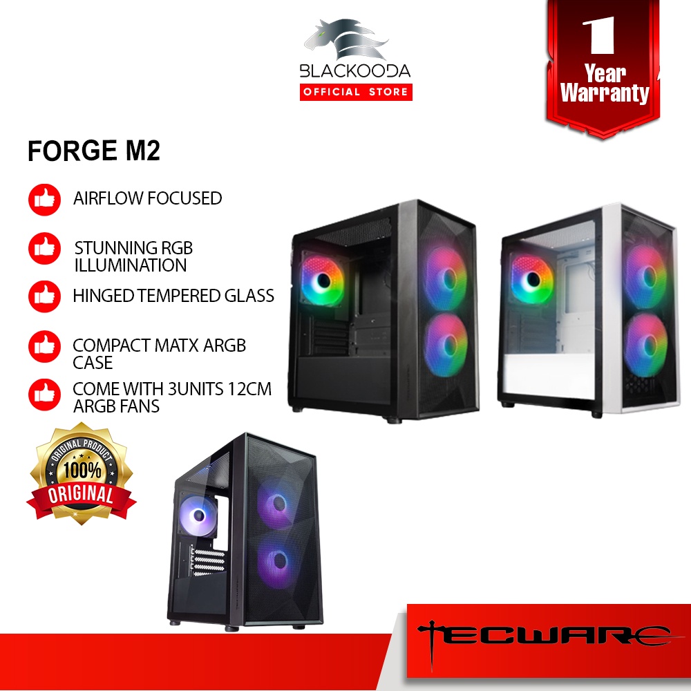 TECWARE FORGE M2 ARGB TG M-ATX CHASSIS - BLACK / WHITE | Shopee Malaysia