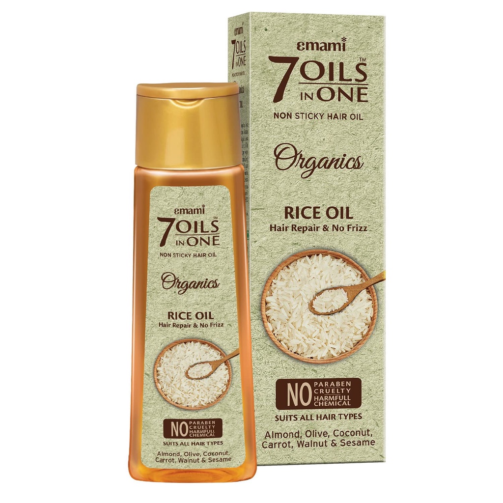 Emami 7 Oils In One Organics Rice Oil Hair Repair & No Frizz ...