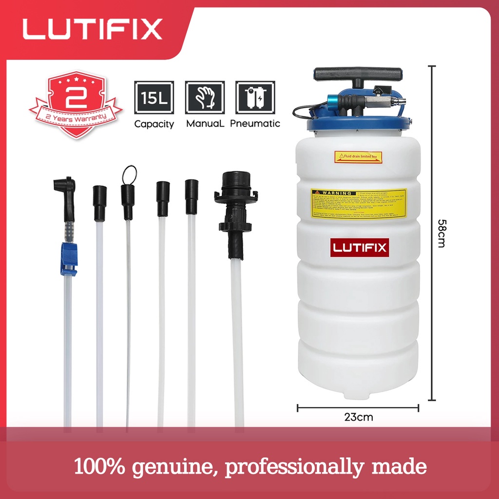 LUTIFIX 15L Pneumatic ＆ Manual Vacuum Oil Fluid Extractor Pump for Car Oil Change Vacuum ...