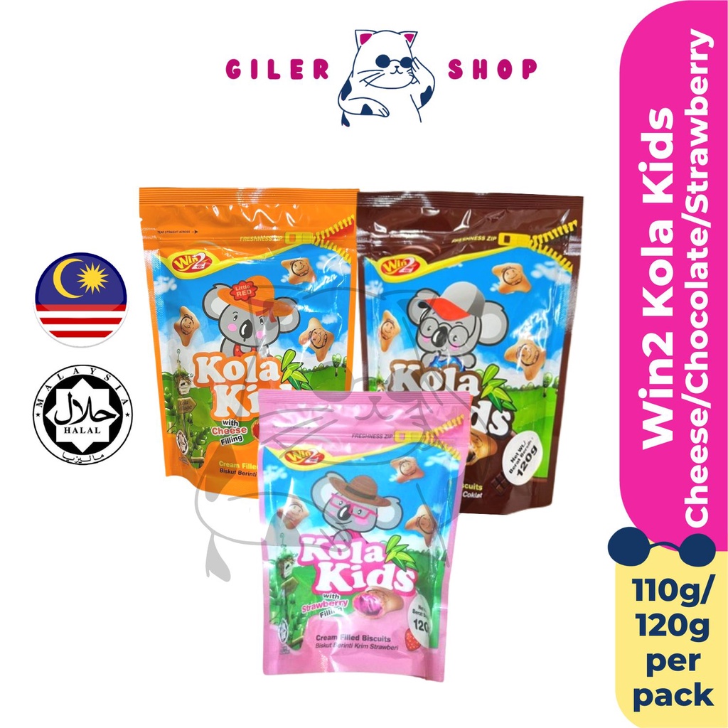 Win2 Kola Kids Biscuit Chocolate Strawberry Cheese Cream Filled ...