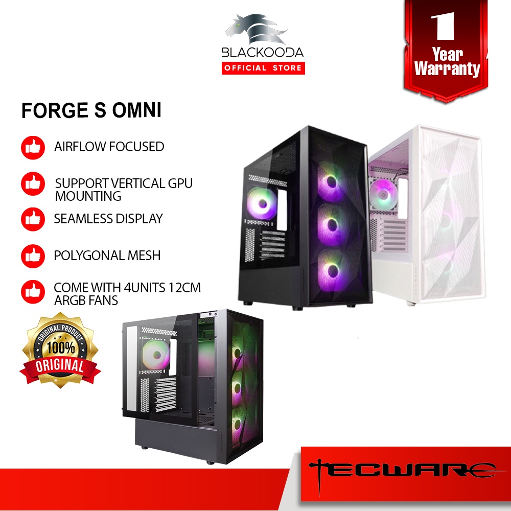 TECWARE FORGE S TG ARGB ATX GAMING CASE /FORGE S TG OMNI [BLACK | WHITE ...