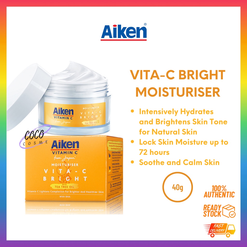 AIKEN Vita-C Bright Moisturiser With Tea Tree Oil 40g | Shopee Malaysia