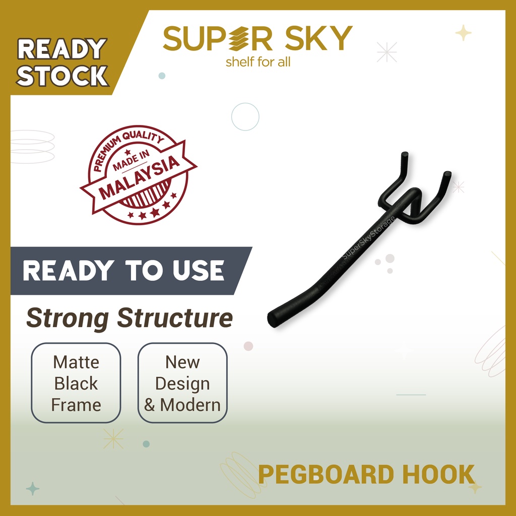 Pegboard Hook 4 Inch Single Rail For Pegboard Panel (10 Pcs Per Pack ...