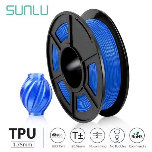 Sunlu TPU Flexible 3D Printer Filament 1.75mm 0.5KG - Flexible DIY and FPV Drone part printing ...