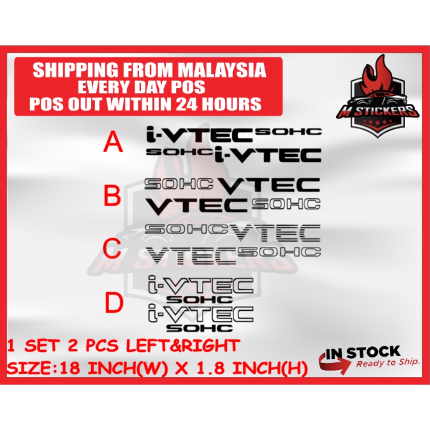 2pcs Honda I Vtec Sohc Car Sticker Door Side City Civic Accord Crv Crz