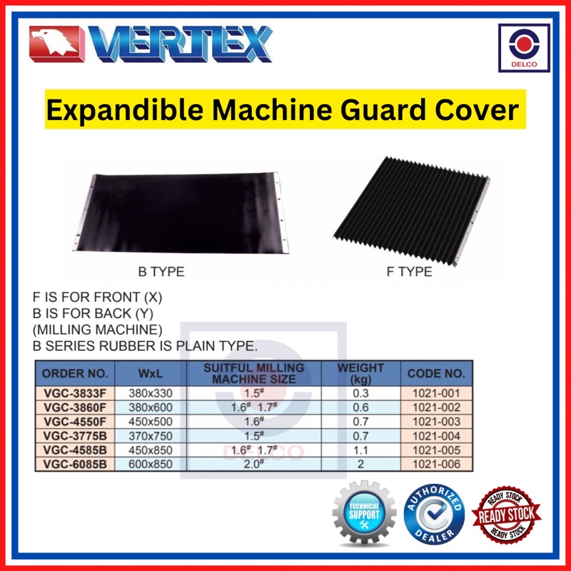 VERTEX TAIWAN Expandable Machine Guard Cover rubber milling machine VGC ...