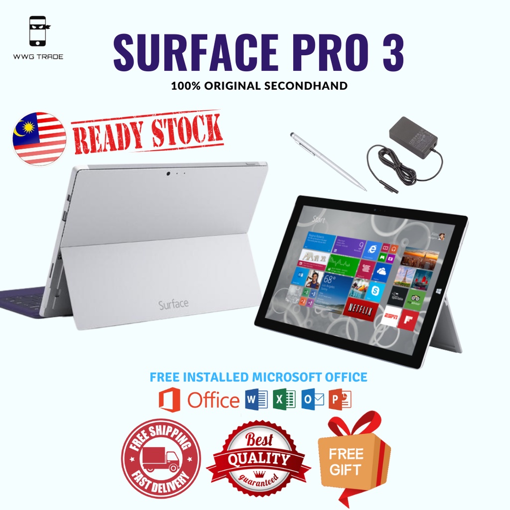 🔥CLEARANCE🔥 MICROSOFT SURFACE PRO 3 Processor i3/i5/i7 | MALAYSIA READY ...