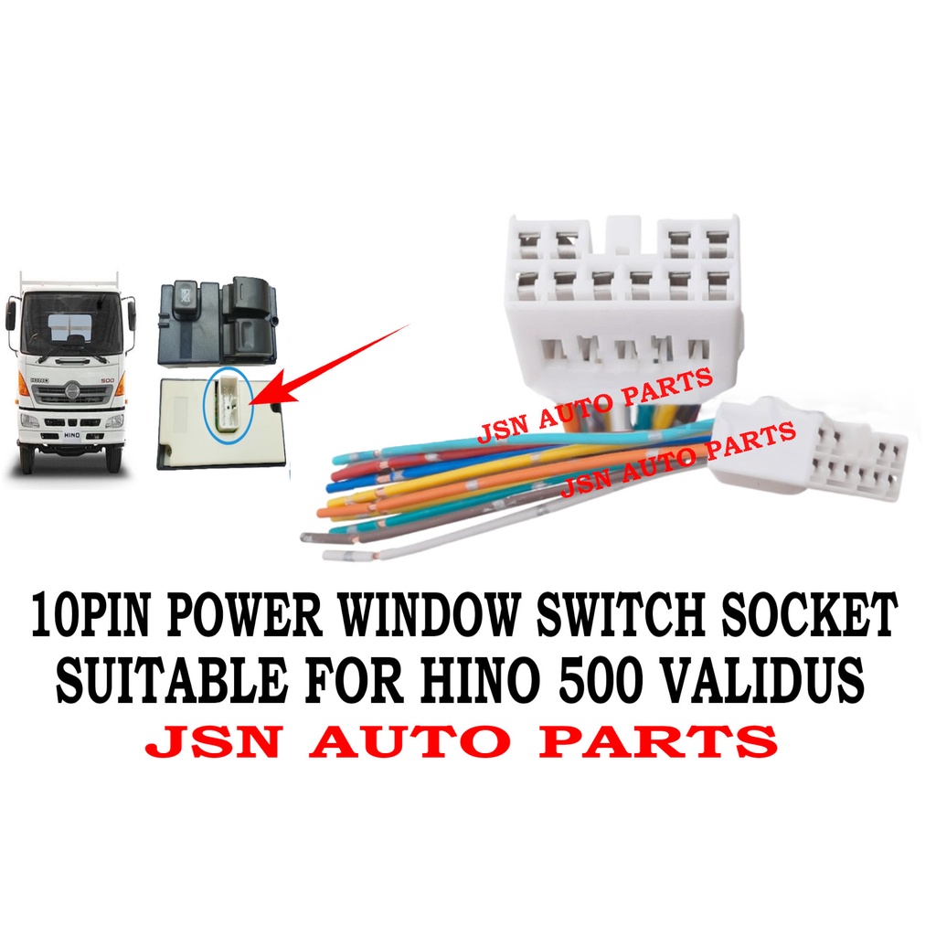UNIVERSAL 10PIN POWER WINDOW SWITCH SOCKET HINO 500 VALIDUS | Shopee ...