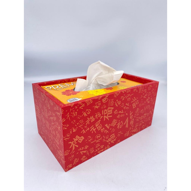 Chinese New Year CNY Red Tissue Cover Box with Blessing Word 農曆新年紙巾盒套 ...