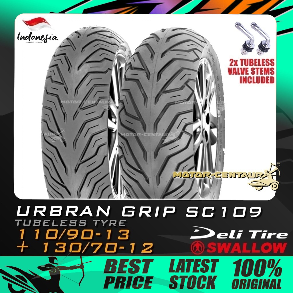 TAYAR KOMBO DELI/SWALLOW TUBELESS TYRE URBAN GRIP SC109 110/90-13 + 130/70-12 | Shopee Malaysia