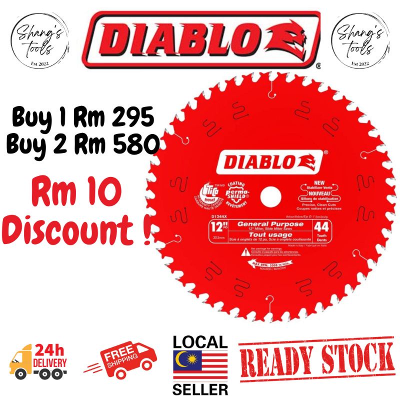 (Original) Diablo General Purpose Wood Saw Blade 12 inch x 44 Tooth ...