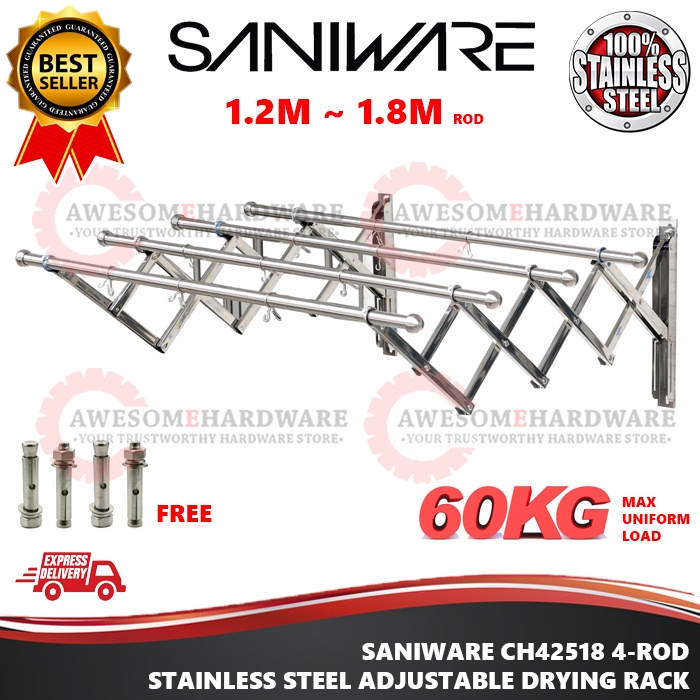 SANIWARE CH32518 CH42518 STAINLESS STEEL OUTDOOR CLOTH HANGER ...