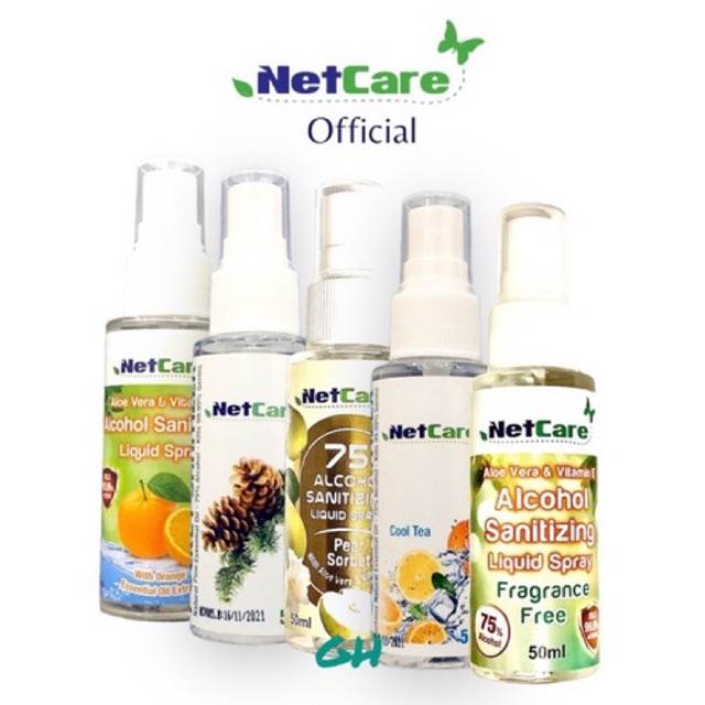 Netcare Hand Sanitizer Liquid Spray 50ml Bundle (Cool Tea, Pine, Orange ...